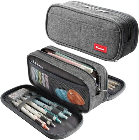 Large Pencil Case Big Capacity Pencil Bag Large Storage Pouch 3 Compartments Desk Organizer