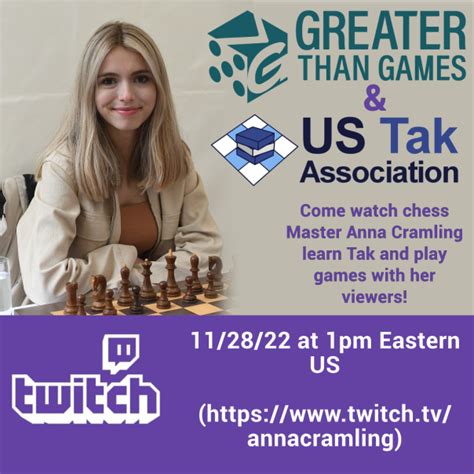 Chess Fide Master Anna Cramling Is Going To Be Streaming Tak On November 28th Join In On