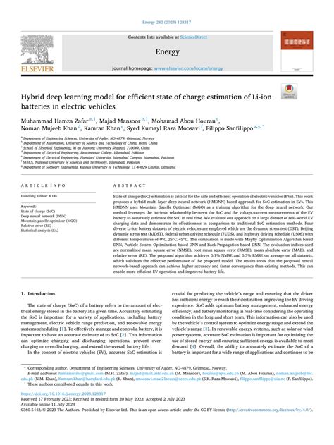 Pdf Hybrid Deep Learning Model For Efficient State Of Charge