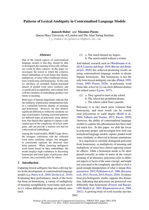 Pdf Patterns Of Lexical Ambiguity In Contextualised Language Models