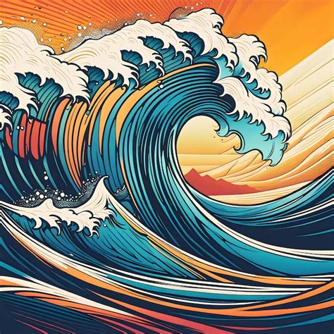 Large Ocean Wave Vector Big Artwork Premium Ai Generated Image