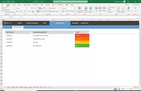 SIPOC Excel Spreadsheet Template LUZ Templates