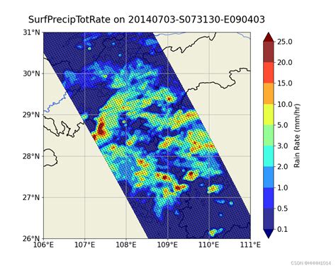 Python Gpm Cmb 单个文件surfpreciptotrate 绘制gpm 2bcbm Csdn博客