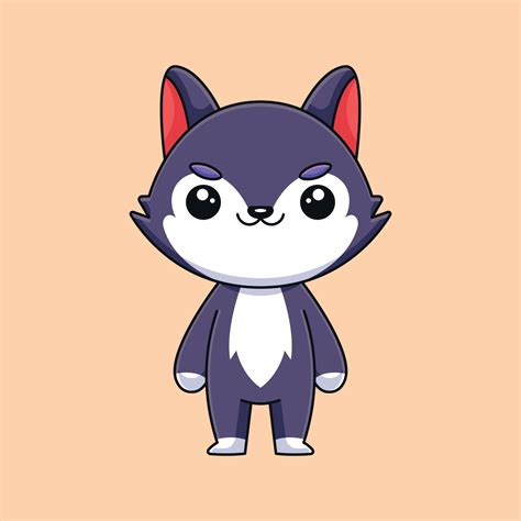 Cute Wolf Cartoon Doodle Art Hand Drawn Concept Vector Kawaii Icon