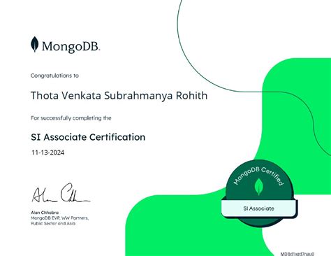 Mongodb Certification Dataengineering Databasesolutions… Rohith Tvs