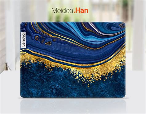 Lenovo Legion Laptop Skin Decals Personalized Gift Golden Blue Lines Vinyl Sticker For Lenovo