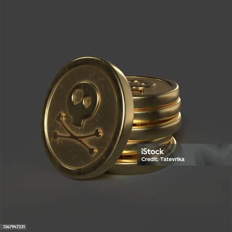 해골과 뼈로 해적 기호와 동전 3d 일러스트레이션 클리핑 경로가 있는 파일입니다 0명에 대한 스톡 사진 및 기타 이미지 0명 3차원 형태 고대 유물 Istock