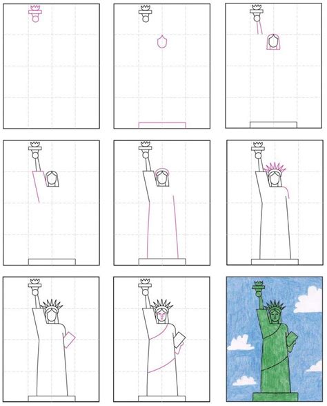 How To Draw The Statue Of Liberty Easy Step By Step Art Lesson For