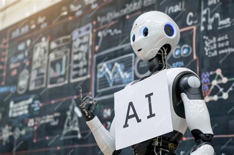 Premium Photo Smart Robot Holding Sign Aimachine Learning