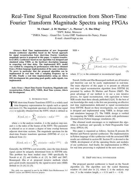 Pdf Real Time Signal Reconstruction From Short Time Fourier Transform Magnitude Spectra Using