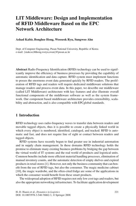 Pdf Lit Middleware Design And Implementation Of Rfid Middleware Based On The Epc Network