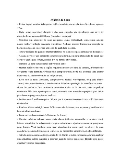 Higiene Do Sono Pdf