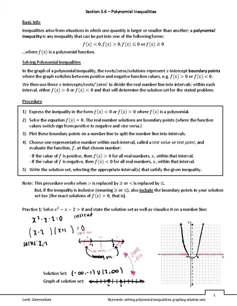 Polynomial Inequalities Section Polynomial Inequalities Level Intermediate