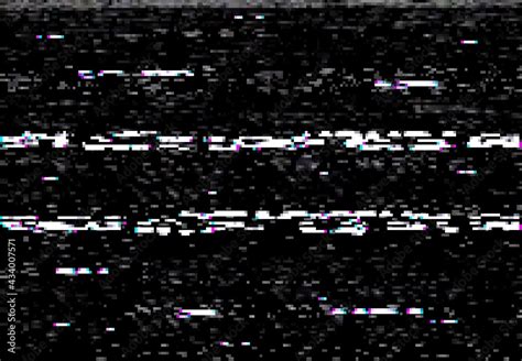 Vhs Video Screen With Glitch Effect Distortion Lines And Noise Vector Corrupted Camera Film Or