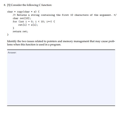 Solved 8 5 Consider The Following C Function Char Chegg