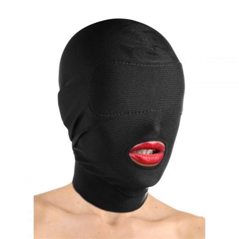 Disguise Open Mouth Hood With Padded Blindfold Bondage Mask Bdsm Spandex Ae167 Free Discreet Usa