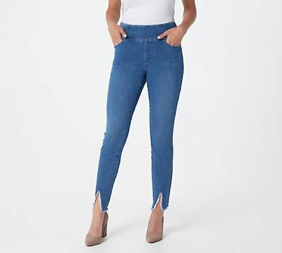 Belle By Kim Gravel Tripleluxe Denim Front Slit Jeggings Medium