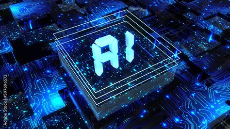 Artificial Intelligence Ai Abstract Processor On Printed Circuit