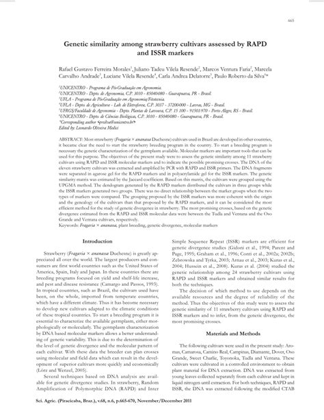 Pdf Genetic Similarity Among Strawberry Cultivars Assessed By Rapd And Issr Markers