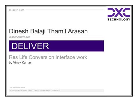 Dinesh Balaji On Linkedin Thank You Vinay Kumar And Dxc Technology For