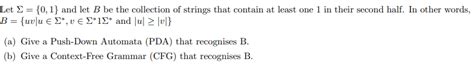 Solved Let Σ and let B be the collection of strings Chegg