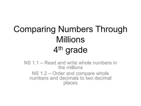 Mathematics About Numbers Read And Write Whole Numbers In The Millions Ppt
