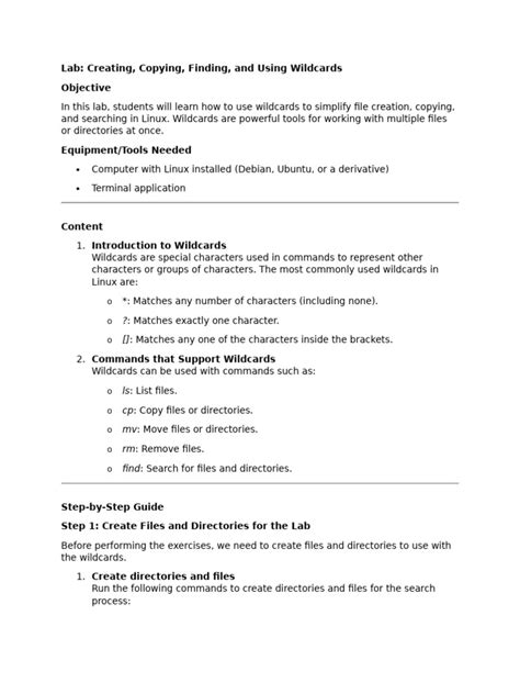 Lab Creating Copying Finding And Using Wildcards Pdf Computer File Text File