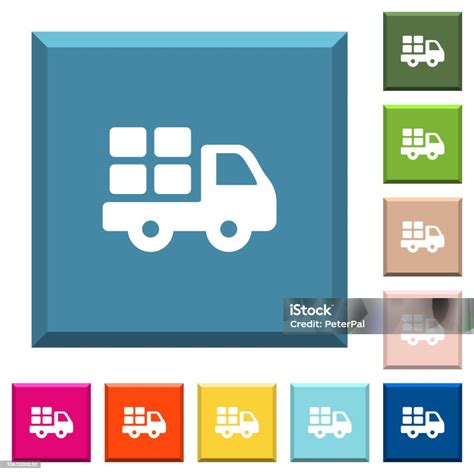 모서리 사각형 버튼에 흰색 전송 아이콘 교통수단에 대한 스톡 벡터 아트 및 기타 이미지 교통수단 무역 배달 Istock