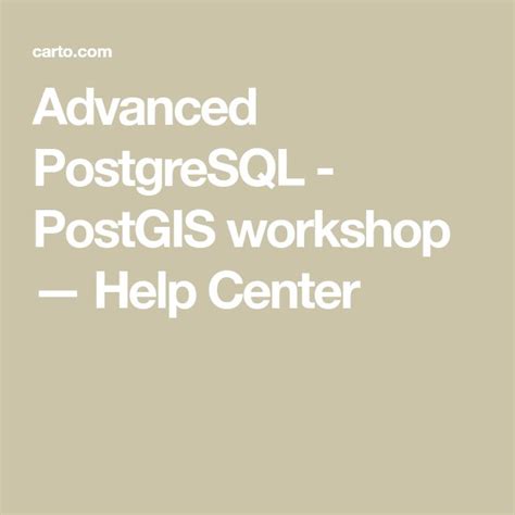 Advanced Postgresql Postgis Workshop — Help Center Sql Spatial Graphing