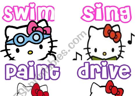 actions hello kitty esl worksheet by luis lacroix
