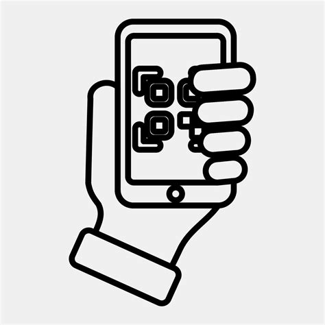 Icon Holding Qr Code Scanner Barcode And Qr Code Elements Icons In Line Style Good For Prints