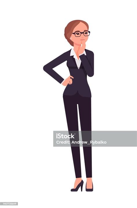 우아한 자신감있는 여성 비즈니스 조수 클래식 바지 정장 여성 서있는 경영자에 대한 스톡 벡터 아트 및 기타 이미지 경영자 교사 교육 관련 직업 기업 비즈니스 Istock