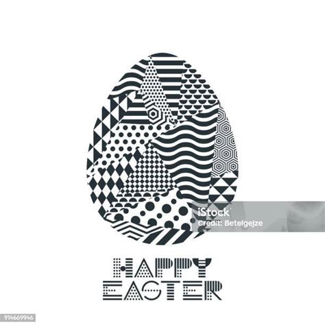 부활절 벡터 인사말 카드 배너 또는 포스터 디자인 서식 파일 패치워크 부활절 달걀의 벡터 블랙 화이트 일러스트 0명에 대한 스톡 벡터 아트 및 기타 이미지 Istock