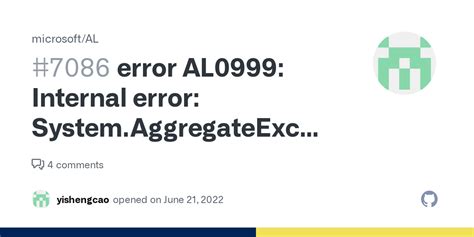 Error Al0999 Internal Error Systemaggregateexception One Or More Errors Occurred Object