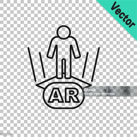투명 한 배경에 격리 된 블랙 라인 증강 현실 Ar 아이콘 가상 미래 웨어러블 장치 벡터 3차원 형태에 대한 스톡 벡터 아트 및