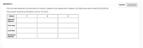 Solved Question 3 6 Points Save Answer Fill In The Table