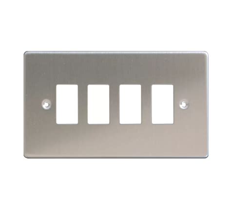 Varilight PowerGrid 4 Module Grid Faceplate Brushed Steel Screwfix