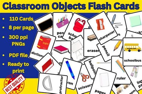 Classroom Objects Educational Flash Cards
