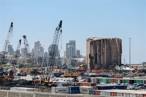 Area Of The Massive Explosion In The Port Of Beirut On August 4th 2020 Editorial Photo Image