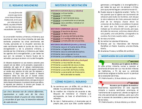 El Rosario Misionero Oración Y Meditación Universal Studocu