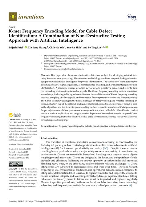 Pdf K Mer Frequency Encoding Model For Cable Defect Identification A Combination Of Non