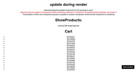 Update During Render Codesandbox