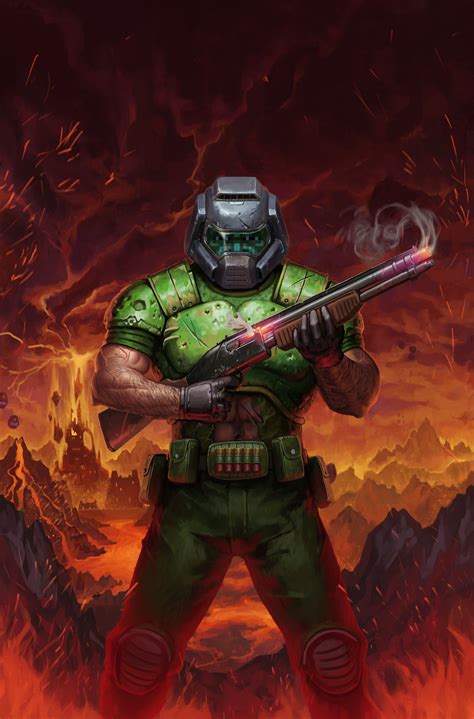 Doomguy Игровые арты Боевой молот Металлические обои