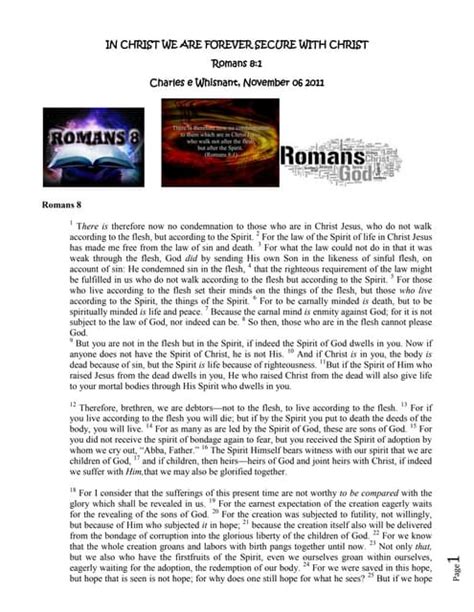 Romans 8 1 Mms Notes By Charles Whisnant Docx