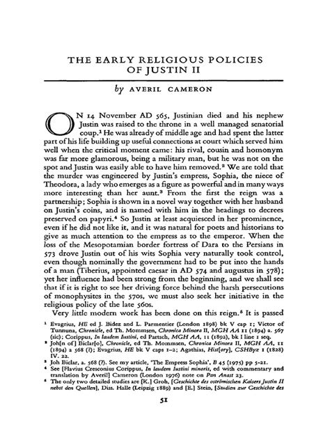 Cameron Averil Early Religious Policies Of Justin Ii Pdf Council