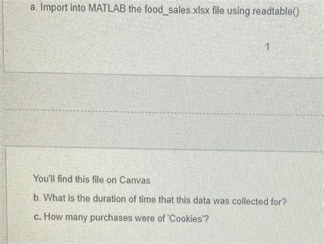 Solved A Import Into Matlab The Foodsalesxisx File Using