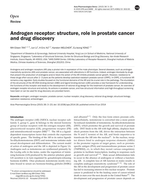 Pdf Androgen Receptor Structure Role In Prostate Cancer And Drug Discovery