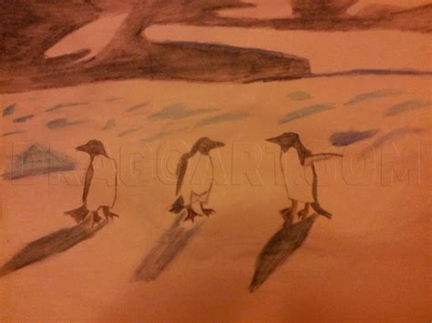 How To Draw A Penguin On Ice