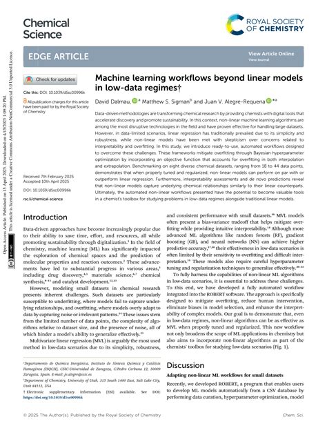 Pdf Machine Learning Workflows Beyond Linear Models In Low Data Regimes