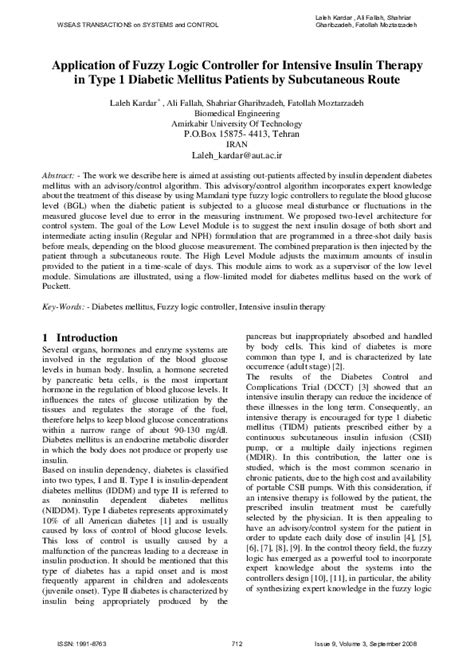Pdf Application Of Fuzzy Logic Controller For Intensive Insulin